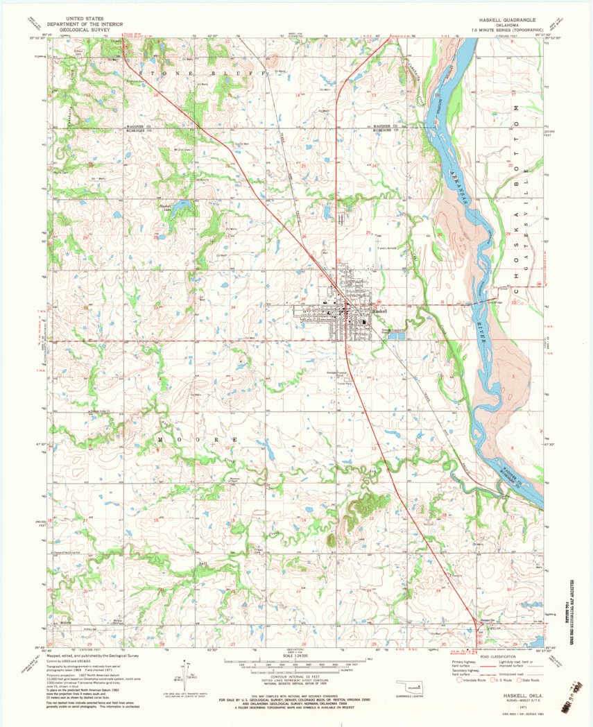 Haskell, OK (1971, 24000-Scale) Map by United States Geological Survey ...