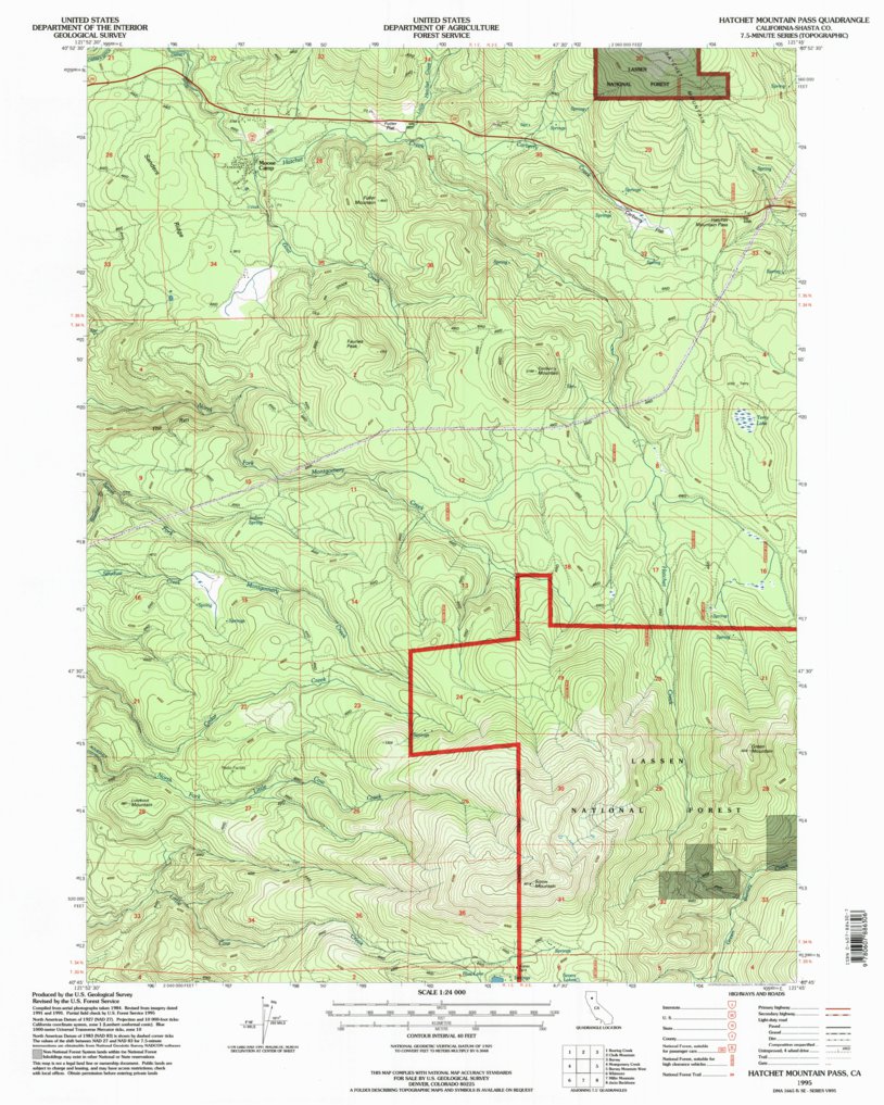 Hatchet Mountain Pass, CA (1995, 24000-Scale) Map by United States ...