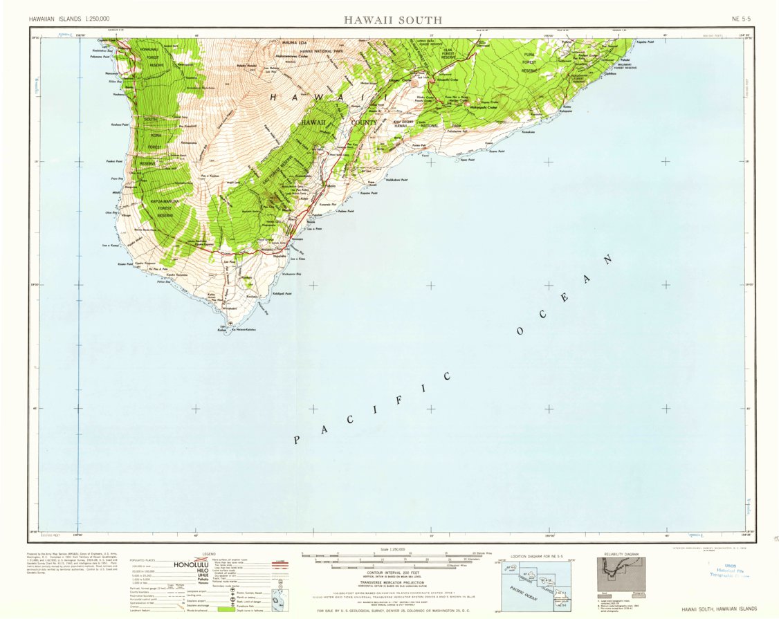 Hawaii South, HI (1959, 250000-Scale) Map by United States Geological ...