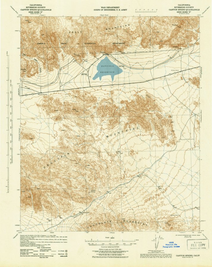Hayfield, CA (1943, 62500-Scale) Map by United States Geological Survey ...