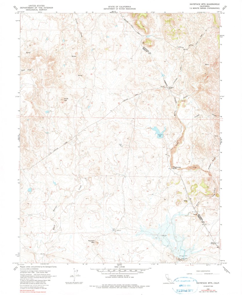 Haystack Mountain, CA (1962, 24000-Scale) Map by United States ...