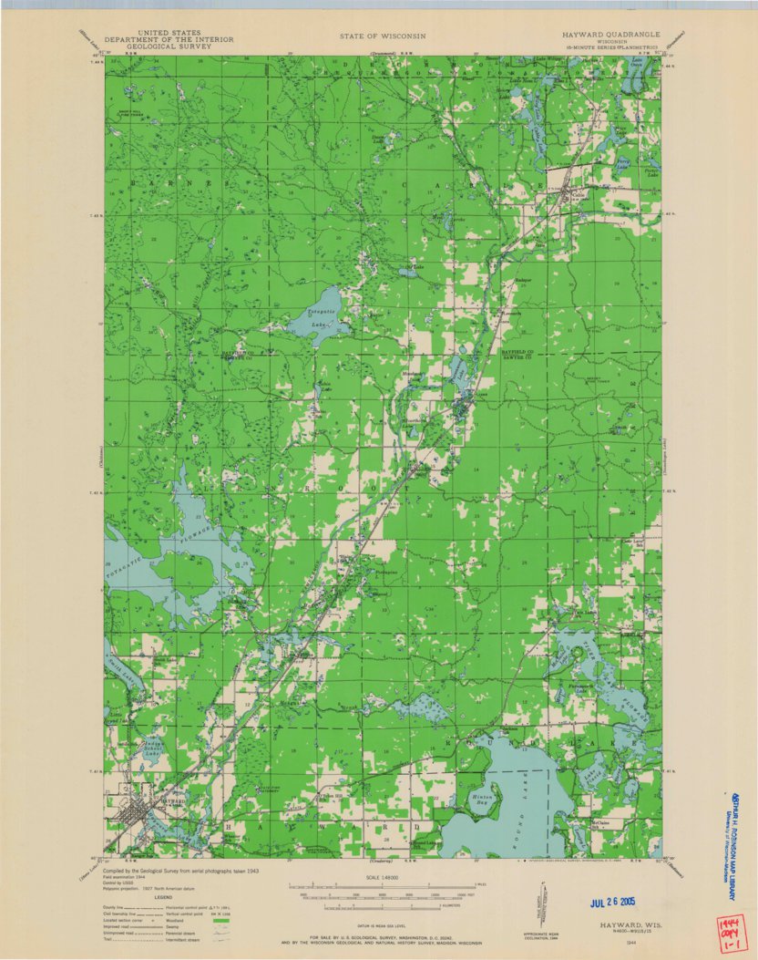 Hayward, WI (1944, 48000-Scale) Map by United States Geological Survey ...