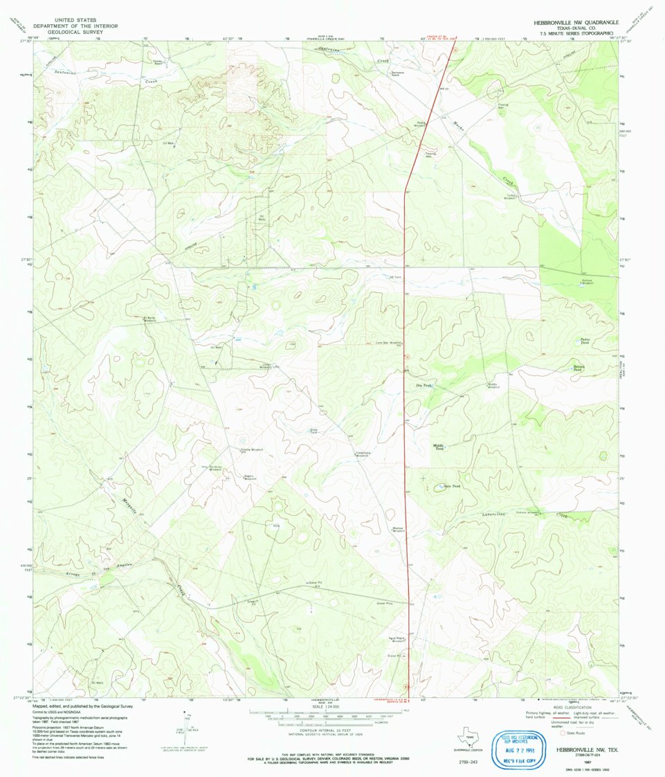 Hebbronville NW, TX (1967, 24000-Scale) Map by United States Geological ...
