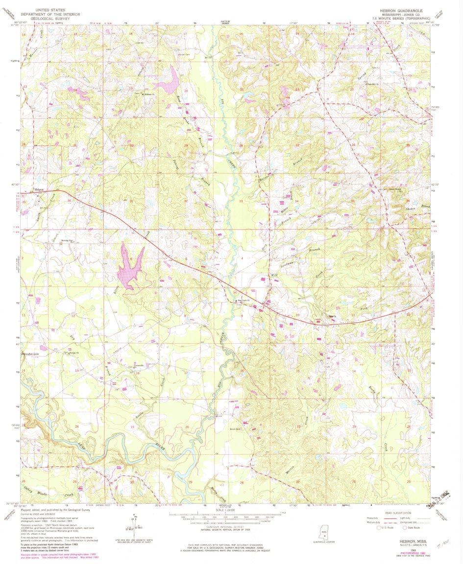 Hebron, MS (1965, 24000-Scale) Map by United States Geological Survey ...