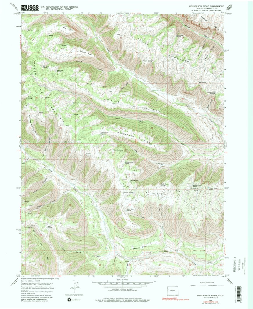 Henderson Ridge, CO (1964, 24000-Scale) Map by United States Geological ...