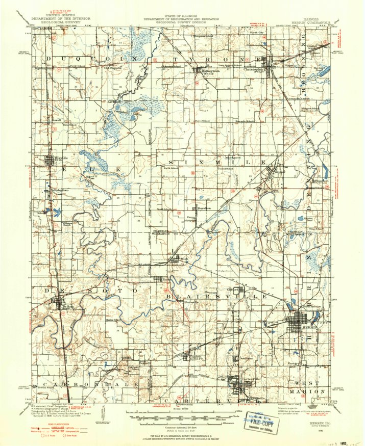 Herrin, IL (1936, 62500-Scale) Map by United States Geological Survey ...