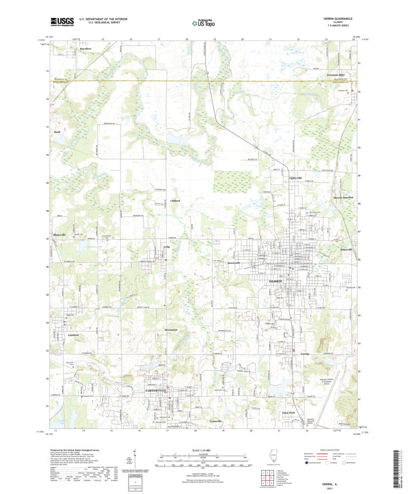 Herrin, IL (2021, 24000-Scale) Map by United States Geological Survey ...