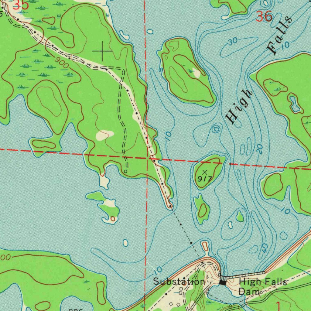 High Falls Reservoir, WI (1972, 24000-Scale) Map by United States ...