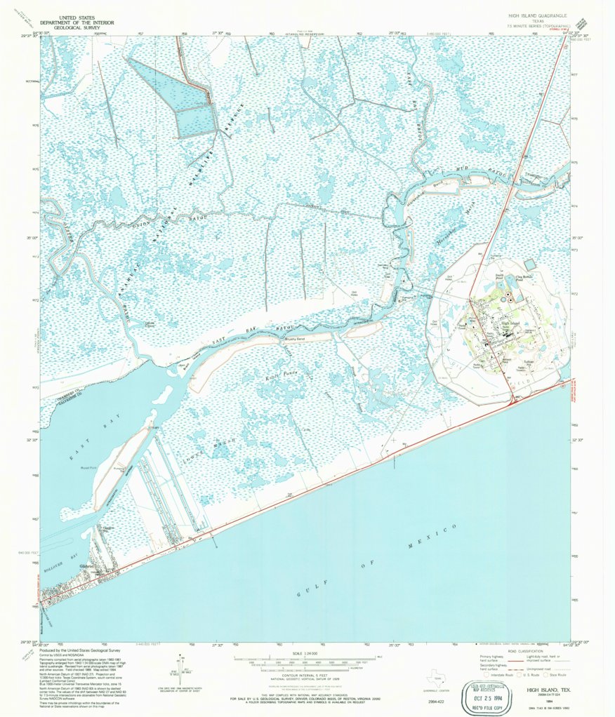 High Island, TX (1994, 24000-Scale) Map by United States Geological ...