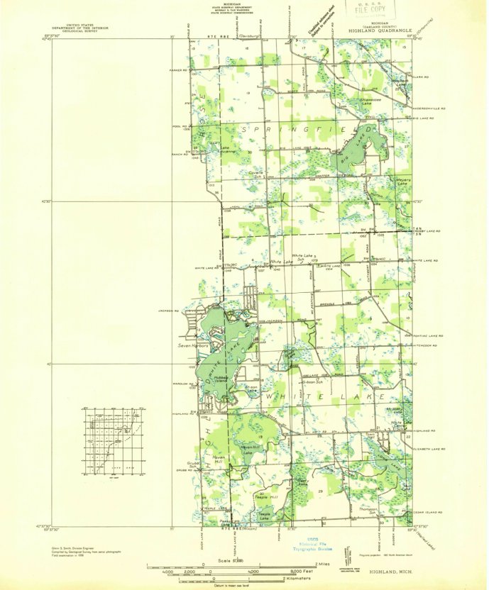 Highland, MI (1936, 31680-Scale) Map by United States Geological Survey ...