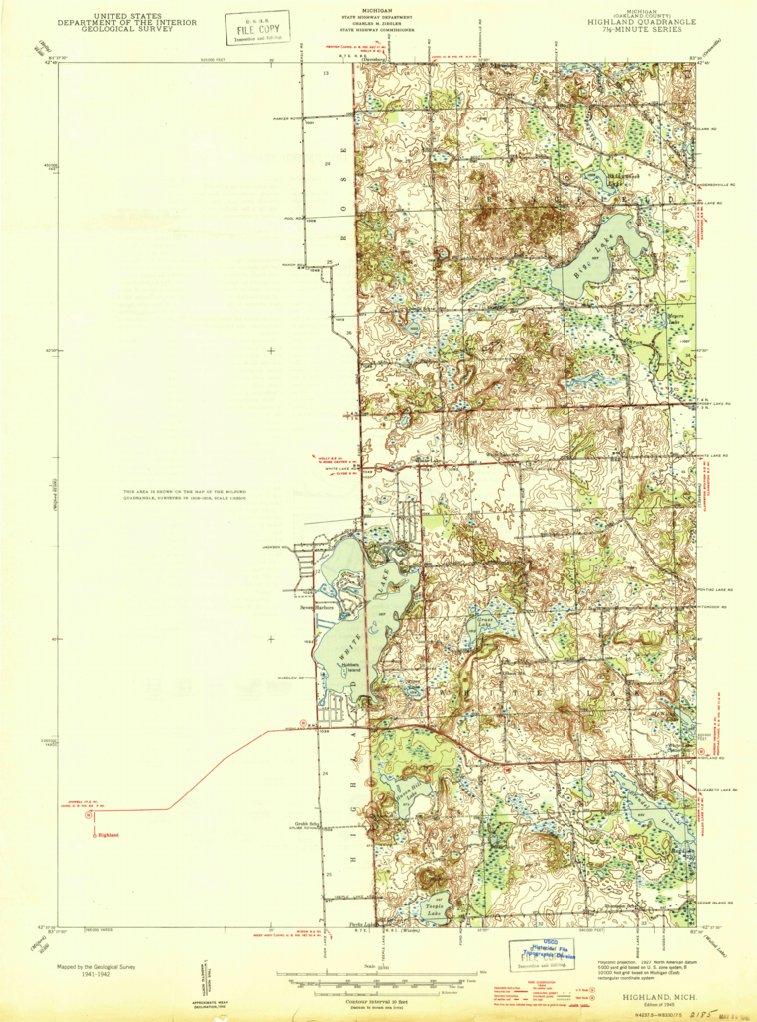 Highland, MI (1945, 24000-Scale) Map by United States Geological Survey ...