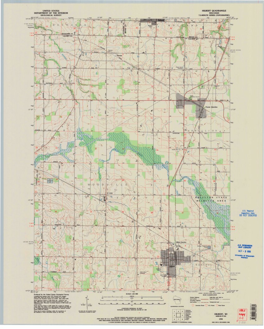 Hilbert, WI (1992, 24000-Scale) Map by United States Geological Survey ...