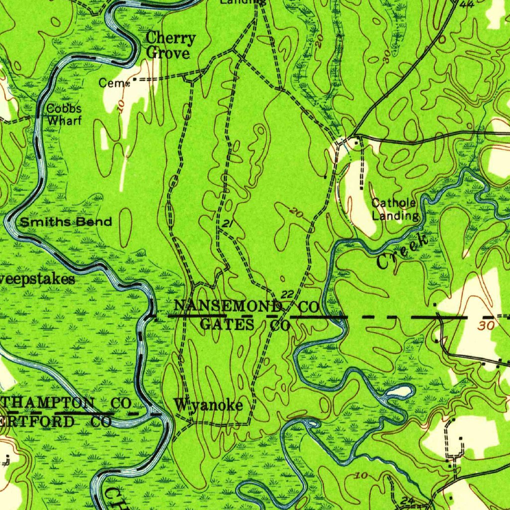 Holland, VA-NC (1957, 62500-Scale) Map by United States Geological ...