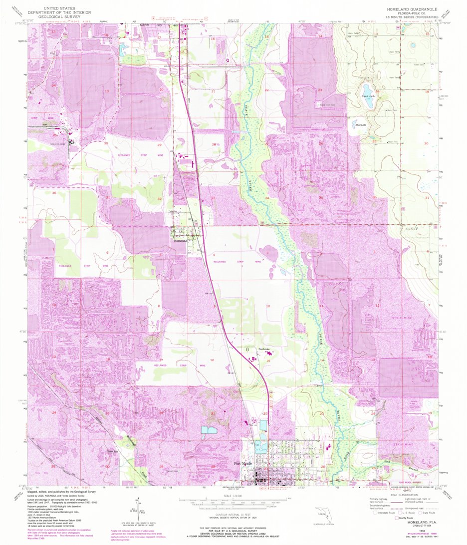 Homeland, FL (1952, 24000-Scale) Map by United States Geological Survey ...