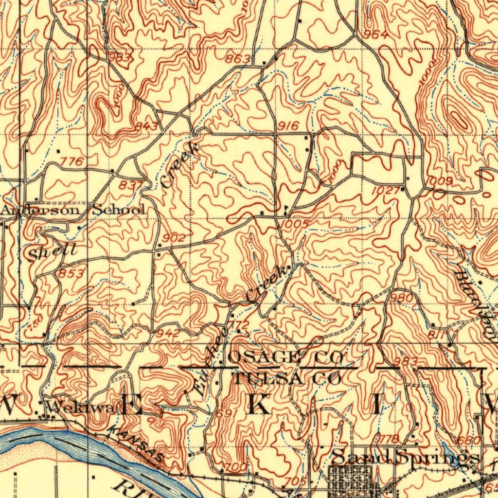 Hominy, OK (1912, 125000-Scale) Map by United States Geological Survey ...