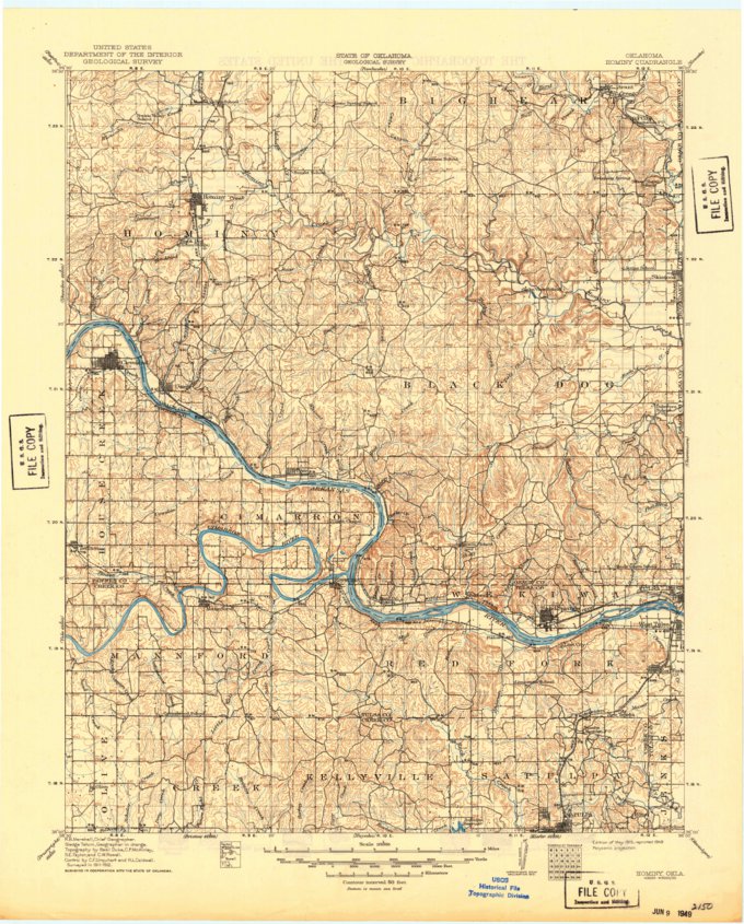 Hominy, OK (1915, 125000-Scale) Map by United States Geological Survey ...