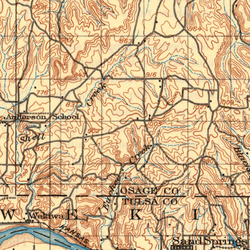 Hominy, OK (1915, 125000-Scale) Map by United States Geological Survey ...