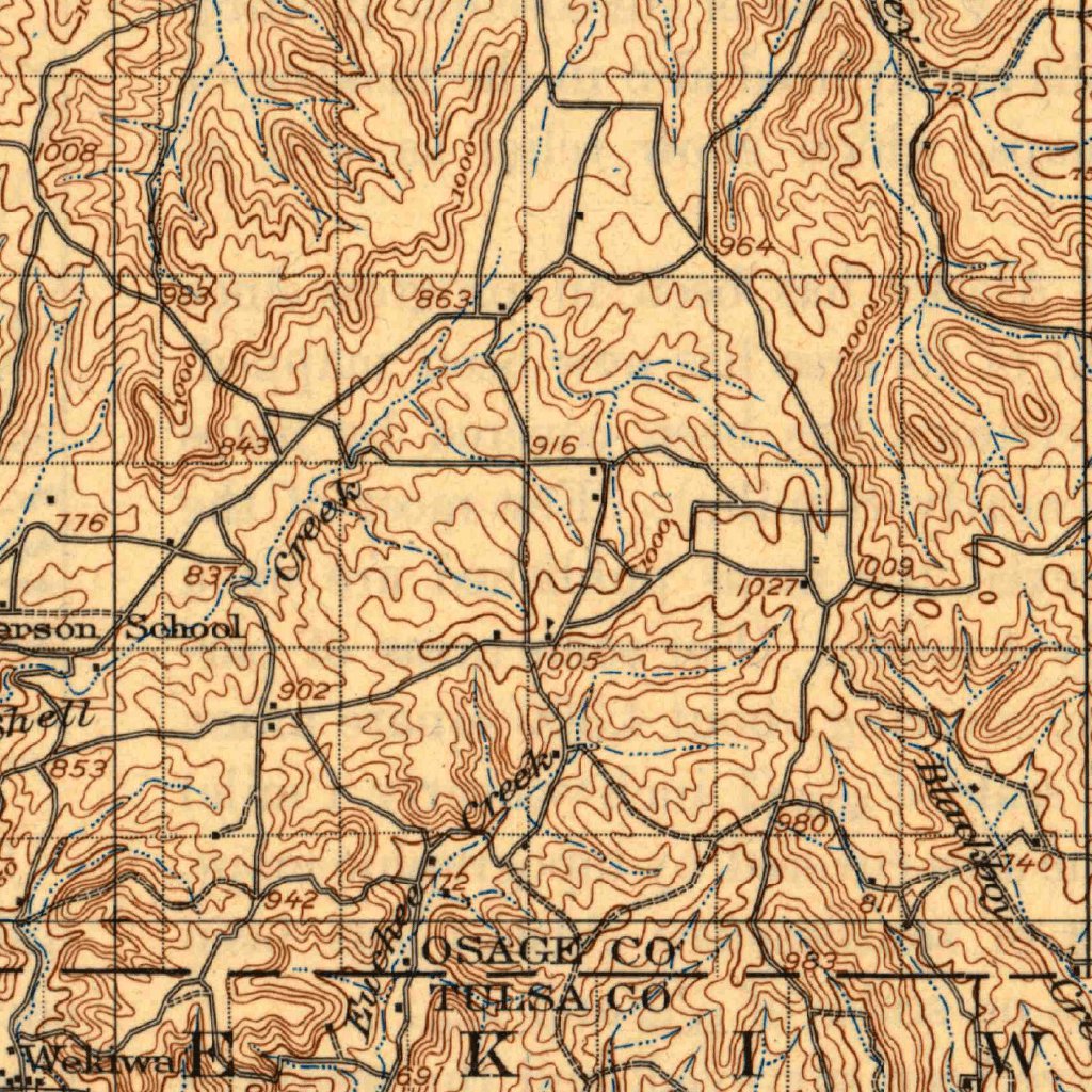 Hominy, OK (1915, 62500-Scale) Map by United States Geological Survey ...