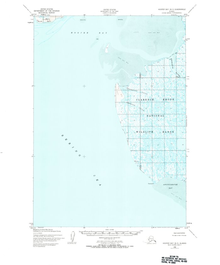 Hooper Bay B-3, AK (1952, 63360-Scale) Map by United States Geological ...
