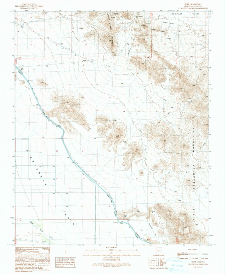Hope, AZ (1990, 24000-Scale) Map by United States Geological Survey ...