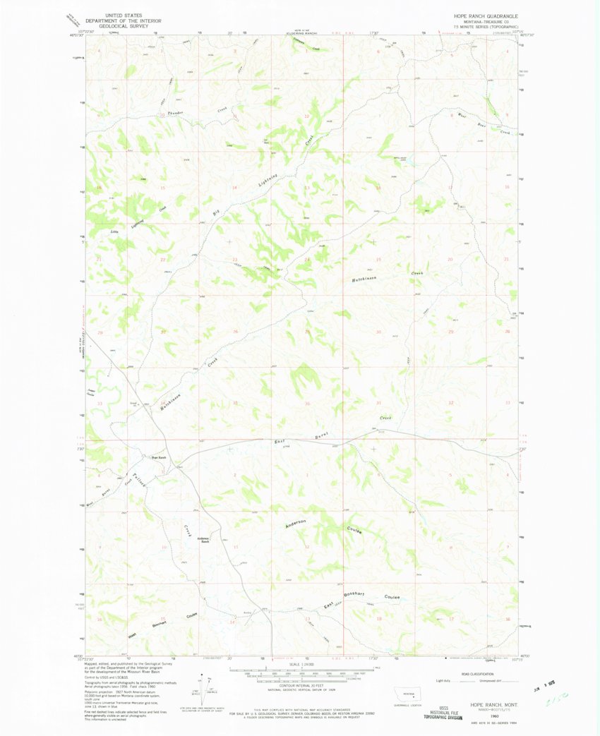 Hope Ranch, MT (1960, 24000-Scale) Map by United States Geological ...