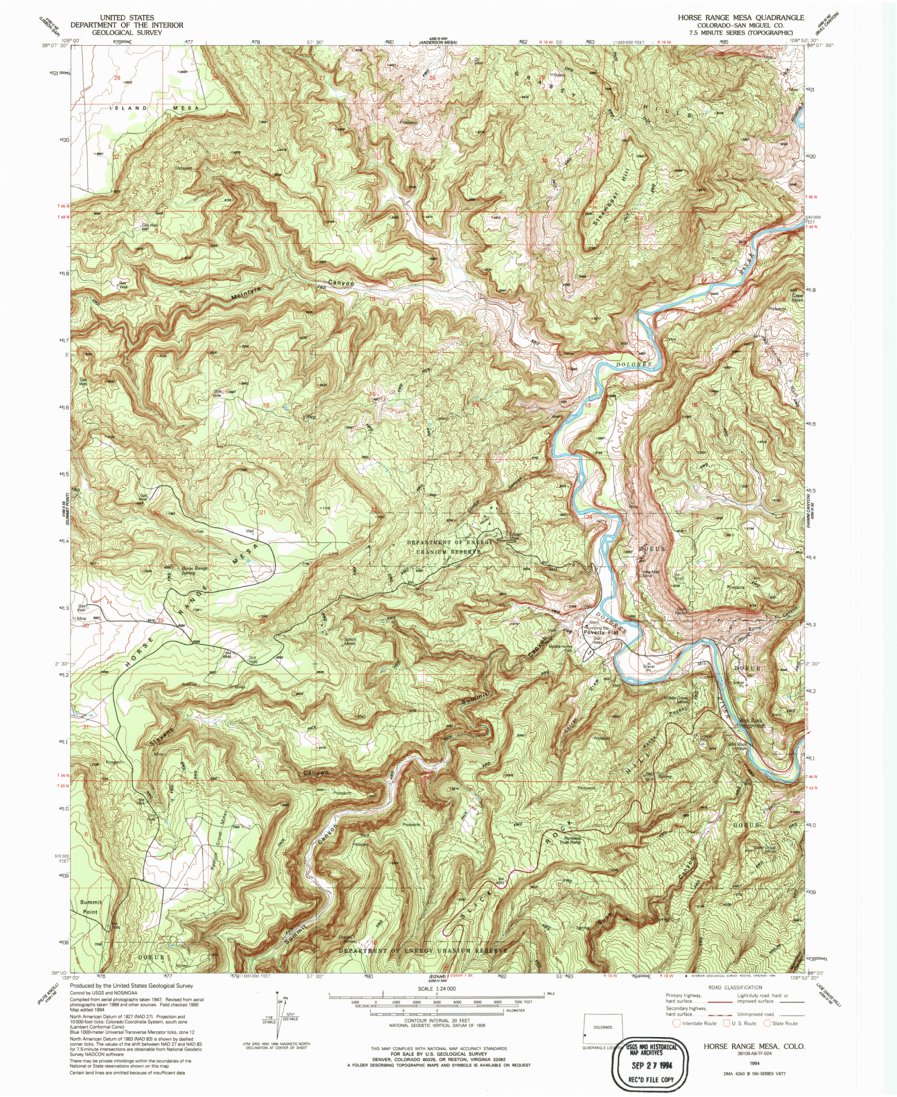 Horse Range Mesa, CO (1994, 24000-Scale) Map by United States ...