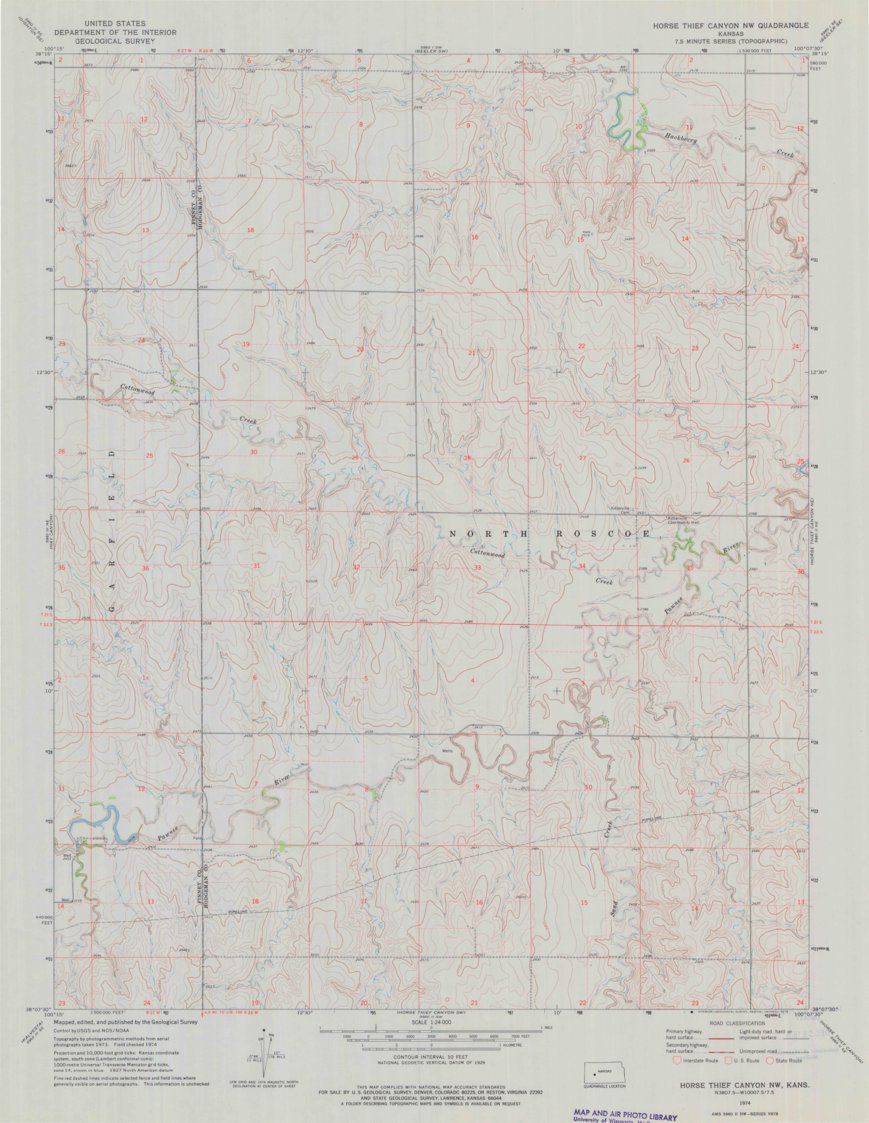 Horse Thief Canyon NW, KS (1974, 24000-Scale) Map by United States ...