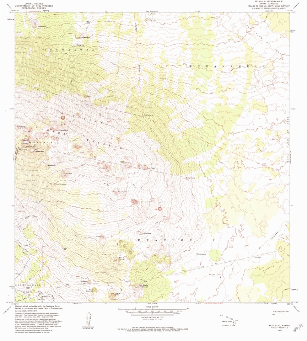 Hualalai, HI (1982, 24000-Scale) Map by United States Geological Survey ...