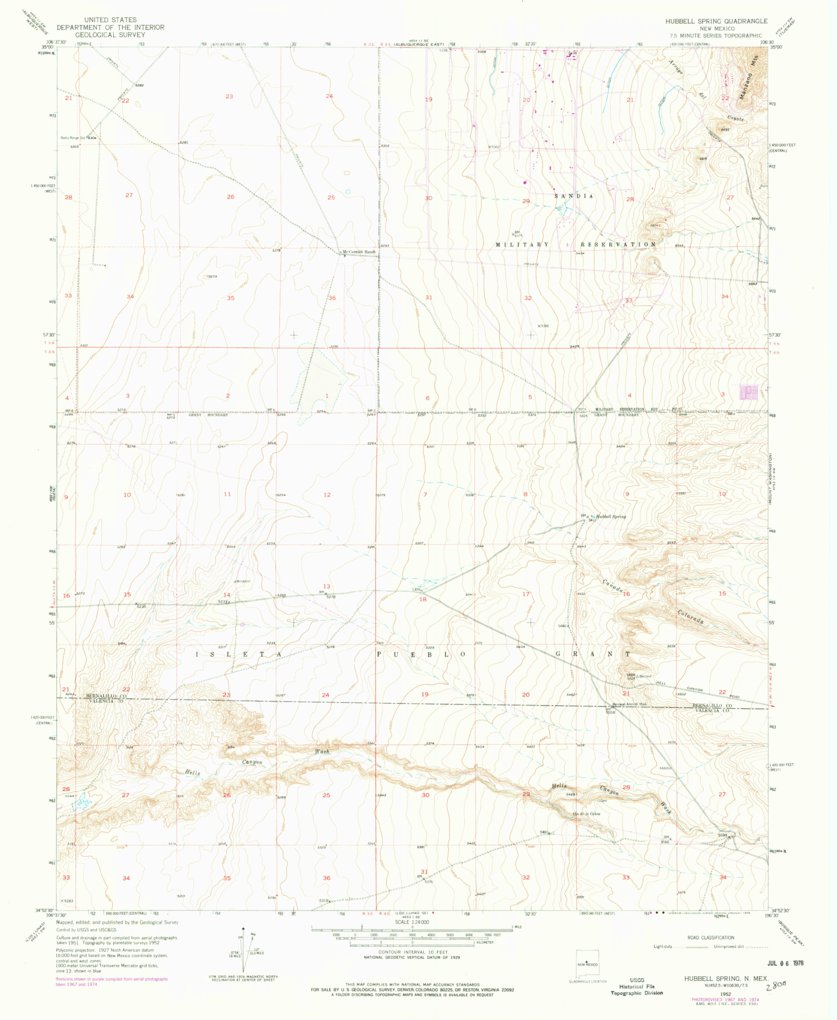 Hubbell Spring, NM (1952, 24000-Scale) Map by United States Geological ...