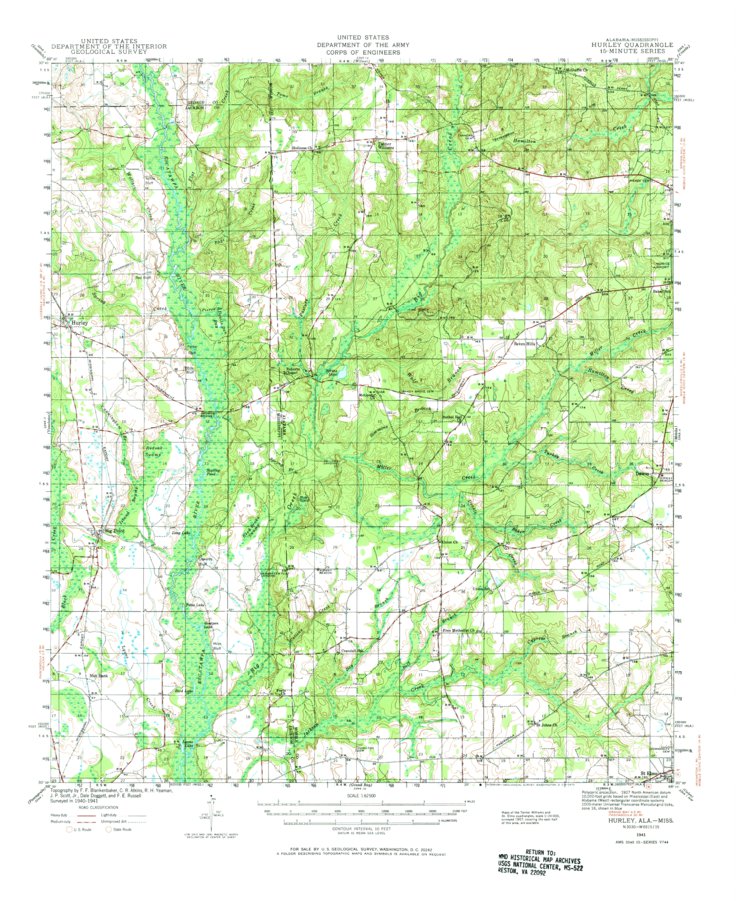 Hurley, MS-AL (1941, 62500-Scale) Map by United States Geological ...