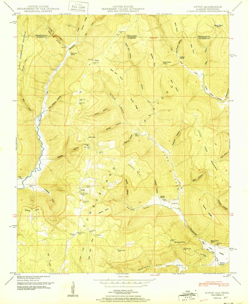 Hytop, AL-TN (1951, 24000-Scale) Map by United States Geological Survey ...