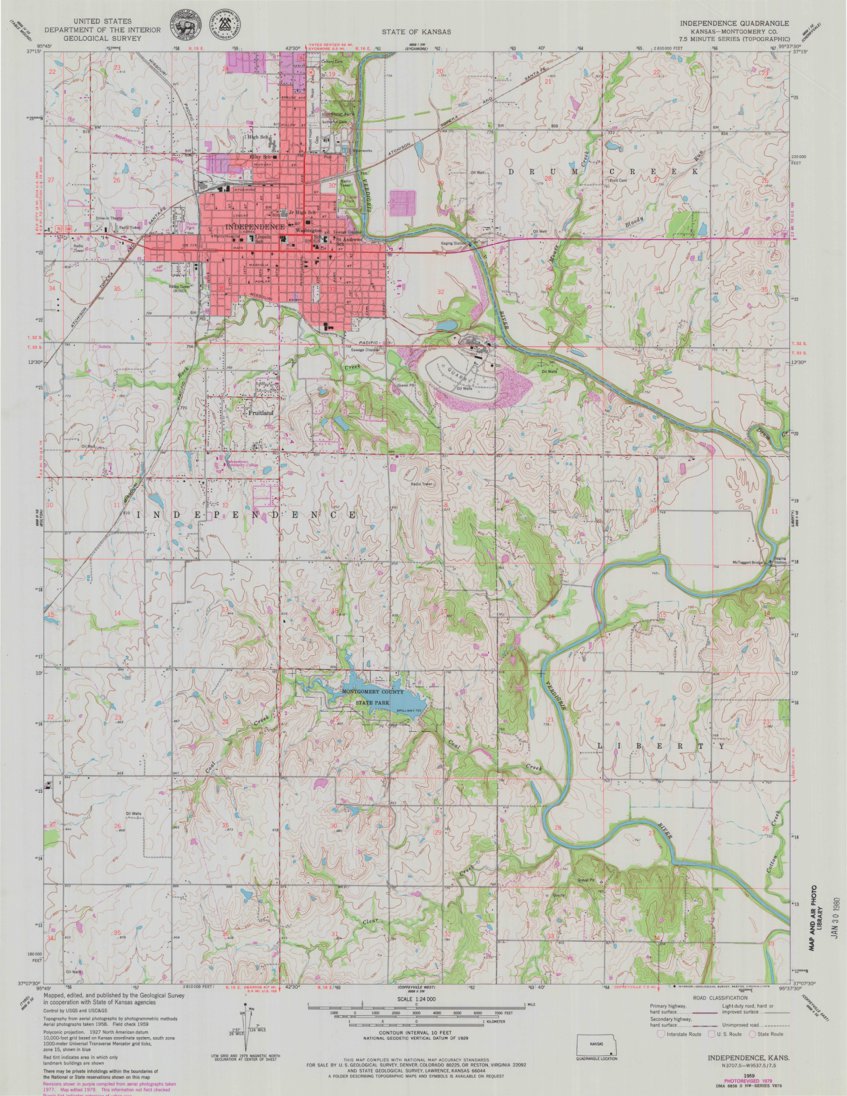 Independence, KS (1959, 24000-Scale) Map by United States Geological ...