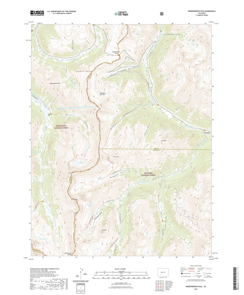 Independence Pass, CO (2022, 24000-Scale) Map by United States ...