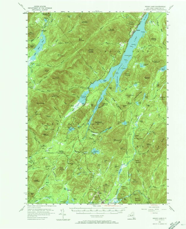 Indian Lake, NY (1954, 62500-Scale) Map by United States Geological ...