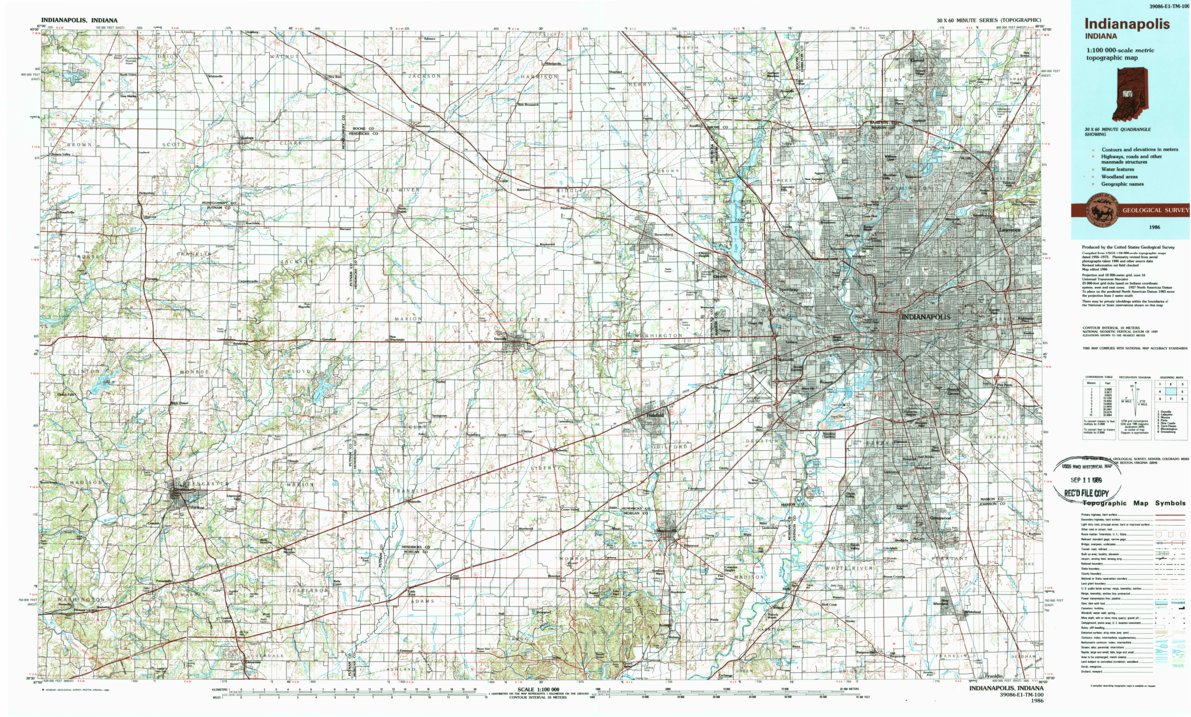 Indianapolis, IN (1986, 100000-Scale) Map by United States Geological ...