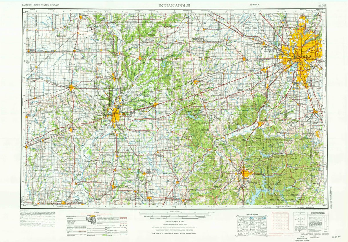 Indianapolis, IN-IL (1953, 250000-Scale) Map by United States ...
