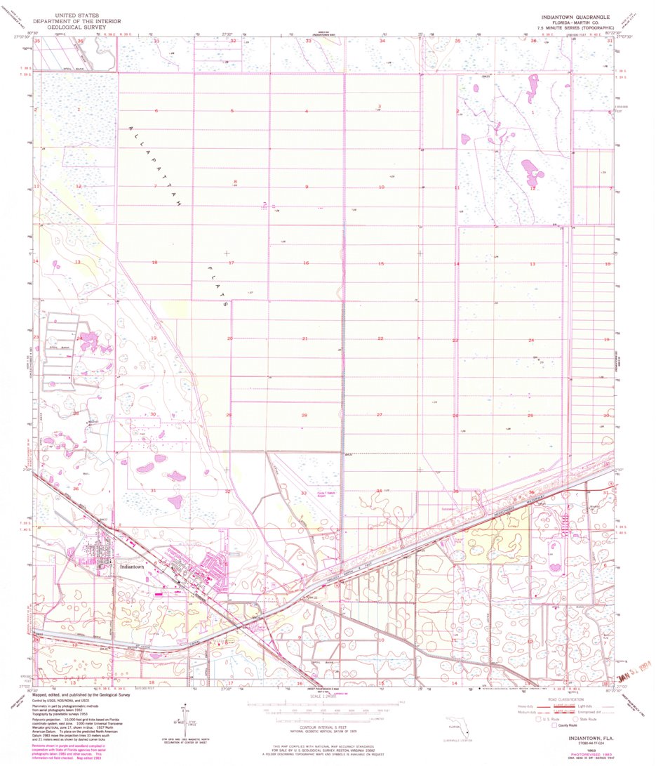 Indiantown, FL (1953, 24000-Scale) Map by United States Geological ...