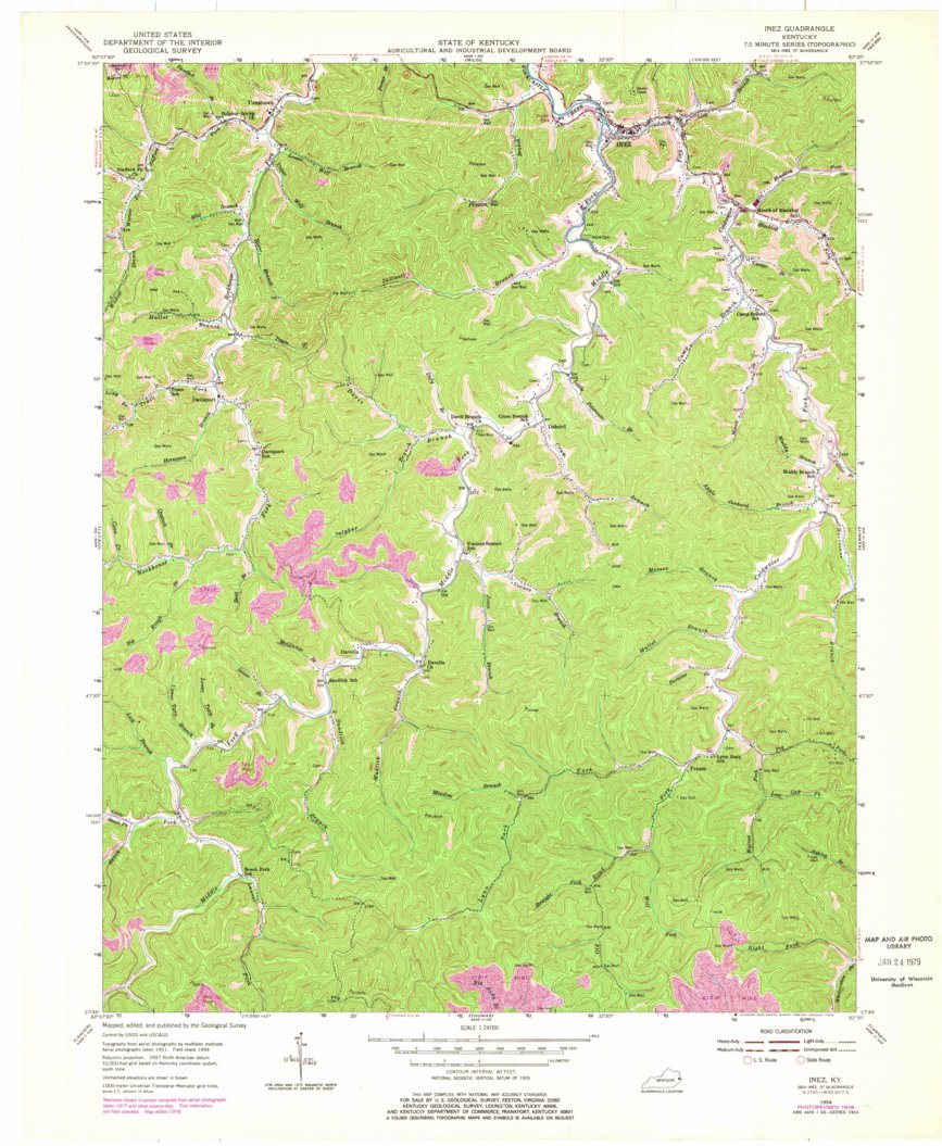 Inez, KY (1954, 24000-Scale) Map by United States Geological Survey ...