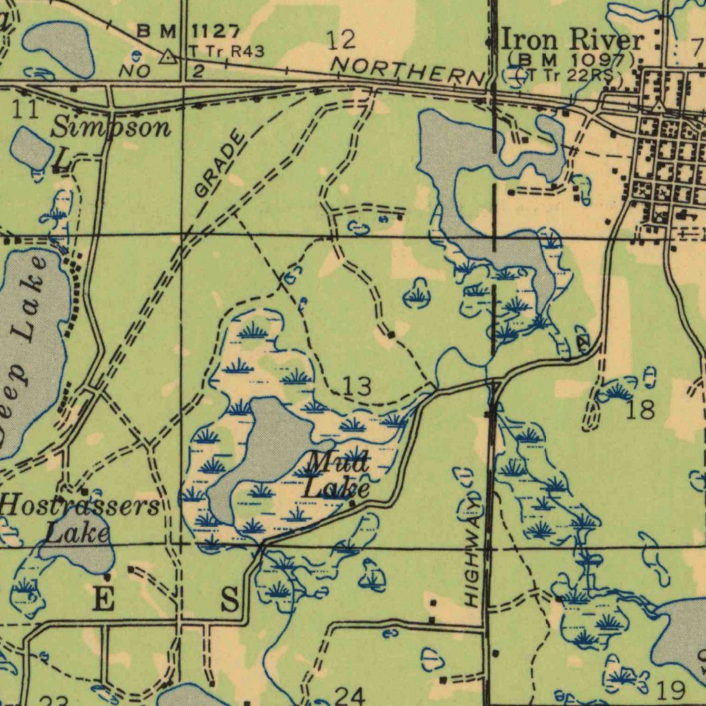 Iron Lake, WI (1947, 48000-Scale) Map by United States Geological ...
