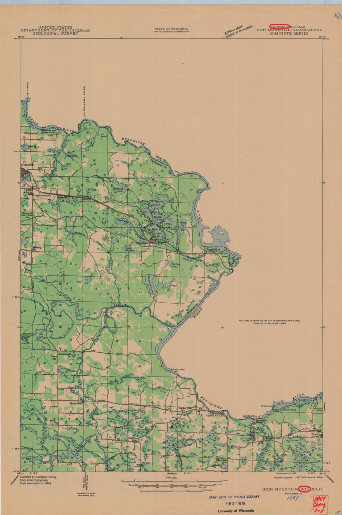 Iron Mountain, WI-MI (1947, 48000-Scale) Map by United States ...