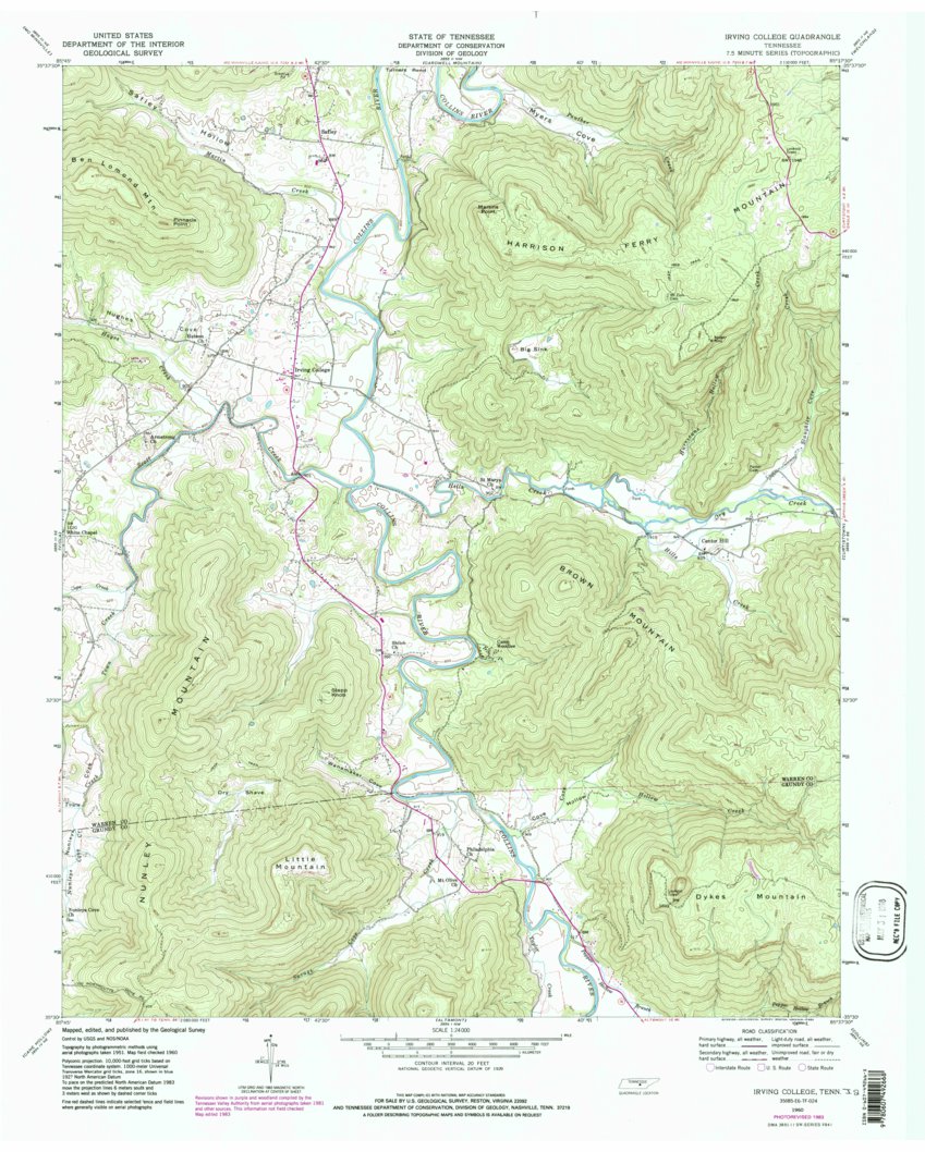 Irving College, TN (1960, 24000-Scale) Map by United States Geological ...