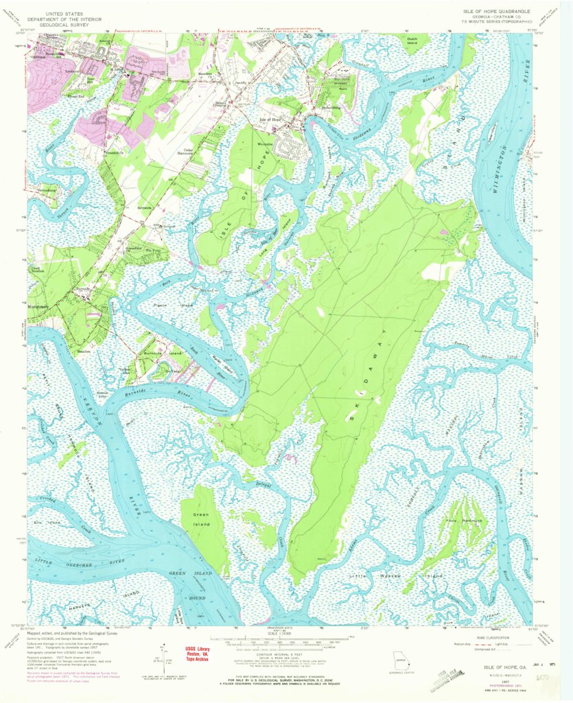 Isle Of Hope, GA (1957, 24000-Scale) Map by United States Geological ...