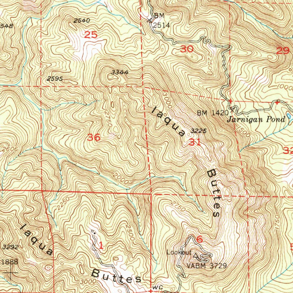 Jaqua Buttes, CA (1950, 62500-Scale) Map by United States Geological ...