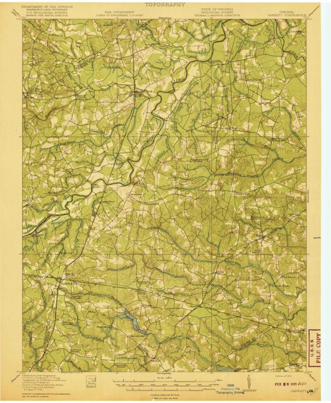 Jarratt, VA (1919, 62500-Scale) Map by United States Geological Survey ...