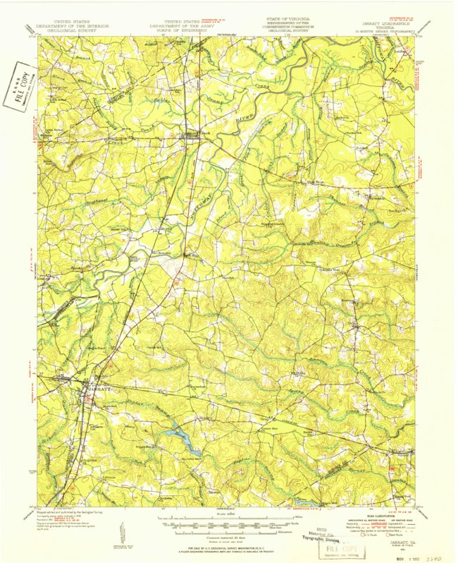 Jarratt, VA (1951, 62500-Scale) Map by United States Geological Survey ...