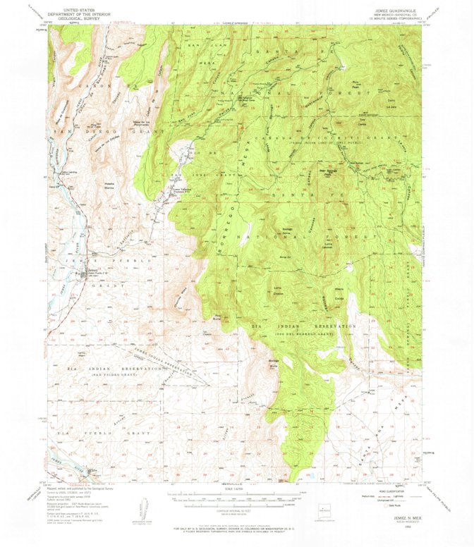 Jemez, NM (1952, 62500-Scale) Map by United States Geological Survey ...