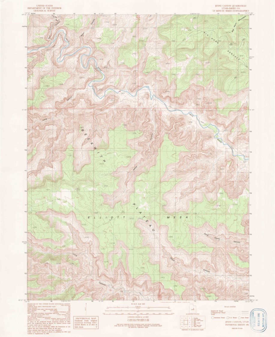 Jenny Canyon, UT (1991, 24000-Scale) Map by United States Geological ...