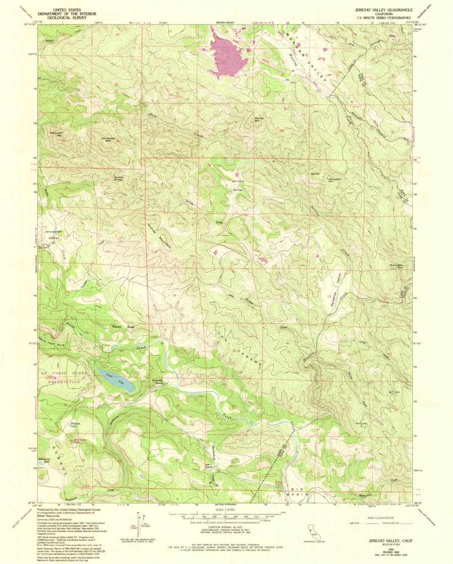 Jericho Valley, CA (1958, 24000-Scale) Map by United States Geological ...