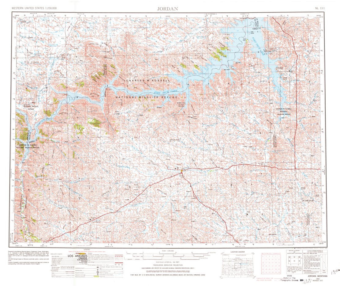 Jordan, MT (1954, 250000-Scale) Map by United States Geological Survey ...