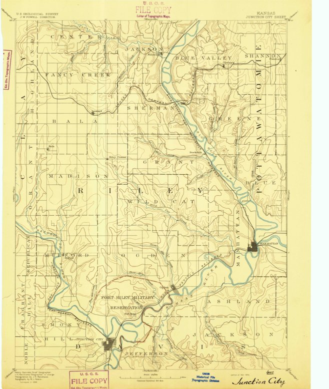 Junction City, KS (1894, 125000-Scale) Map by United States Geological ...